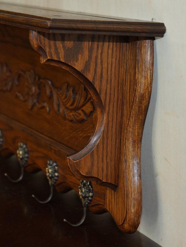 Antique Dutch Heavily Carved Oak Wall Rack for sale at Pamono