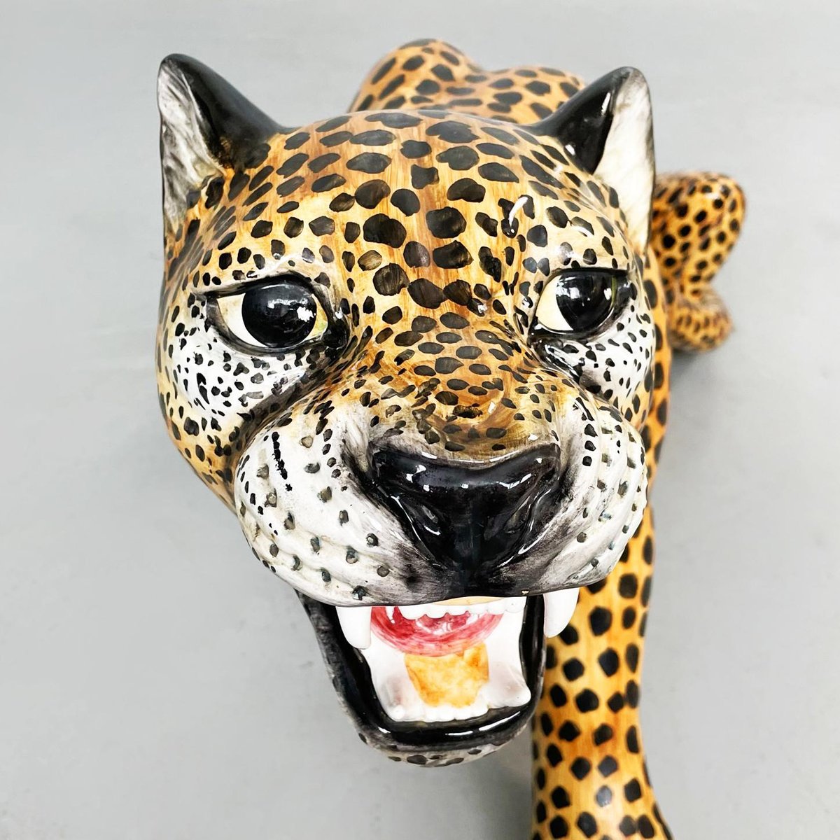 Mid-Century Modern Italian Feline Animal Cheetah Ceramic Statue, 1960s ...