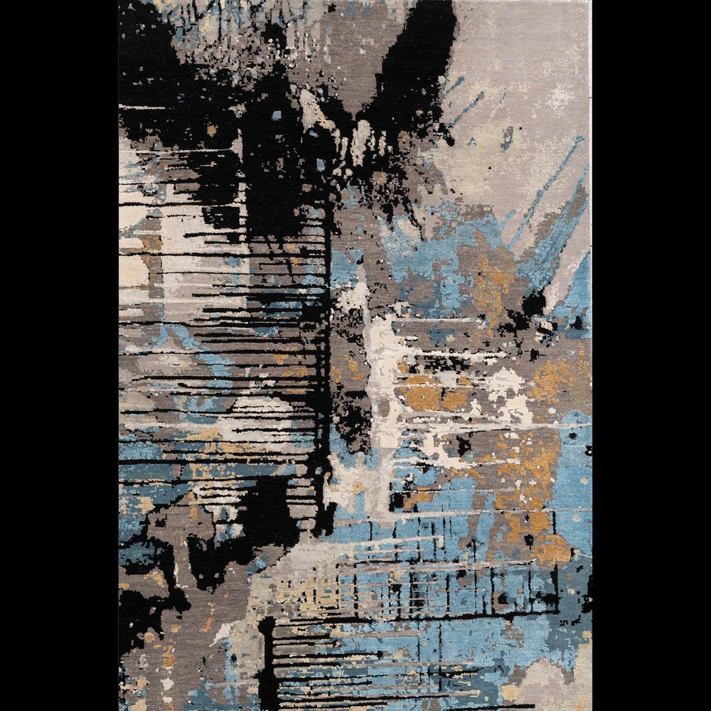 Hand-Knotted Blue Dripping Rug from DSV Carpets for sale at Pamono