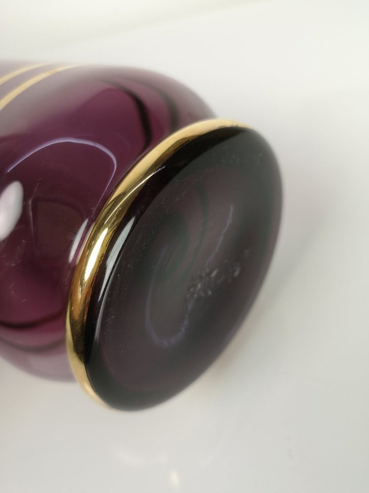 Hollywood Regency Glass Vase with Golden Decorations, 1960s for sale at ...