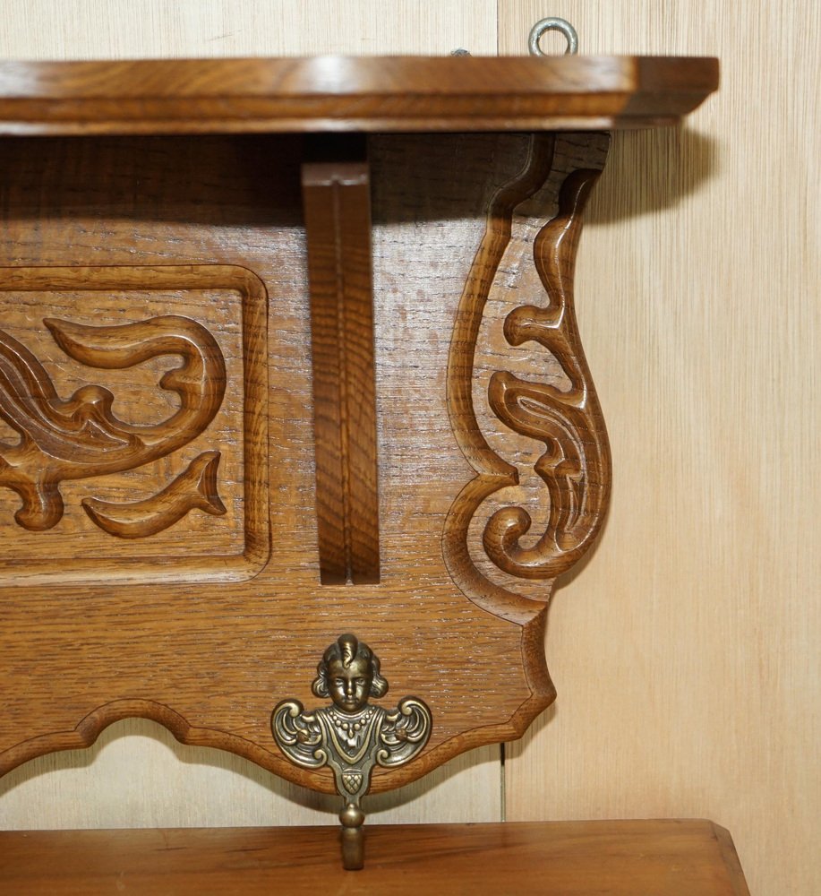 Dutch Oak Fine Cherub Carved Wall Rack for sale at Pamono