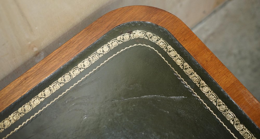 Vintage Green Leather & Mahogany Bevan Funnell Coffee Table for sale at ...
