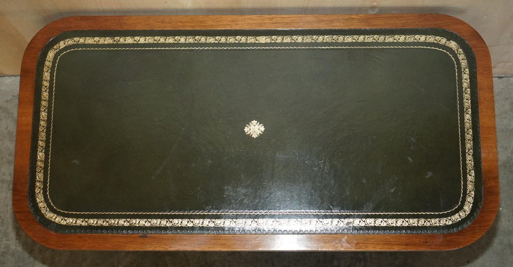 Vintage Green Leather & Mahogany Bevan Funnell Coffee Table for sale at ...