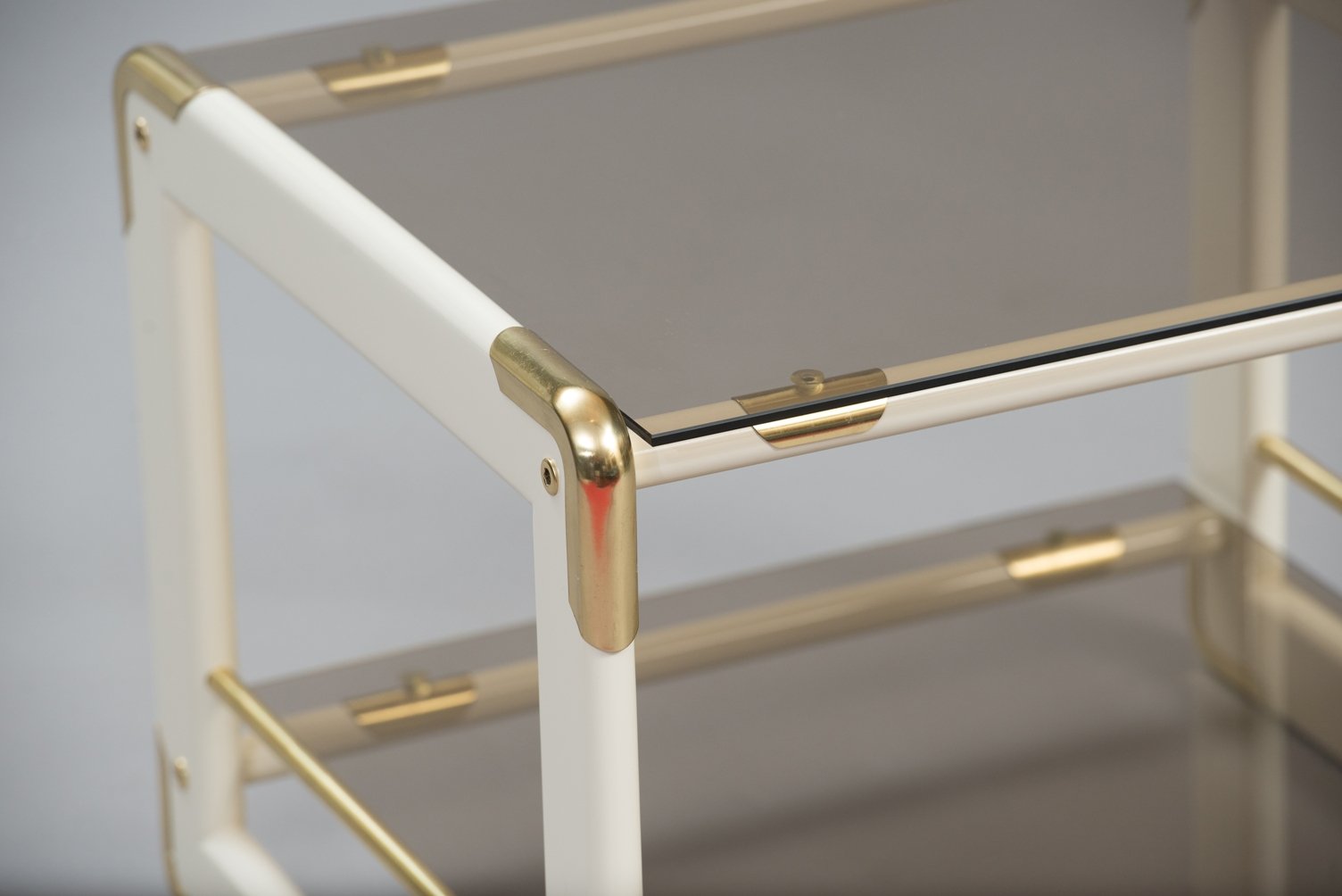 Vintage Italian Wood, Brass & Glass Magazine Table for sale at Pamono