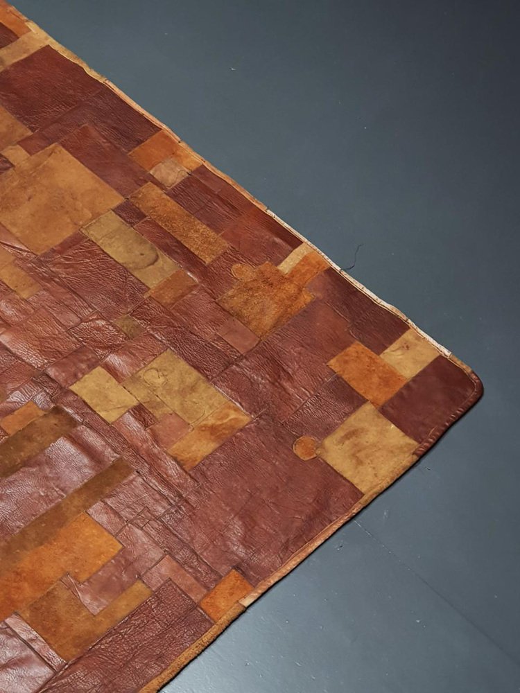 Handcrafted Leather Rug, 1970s for sale at Pamono