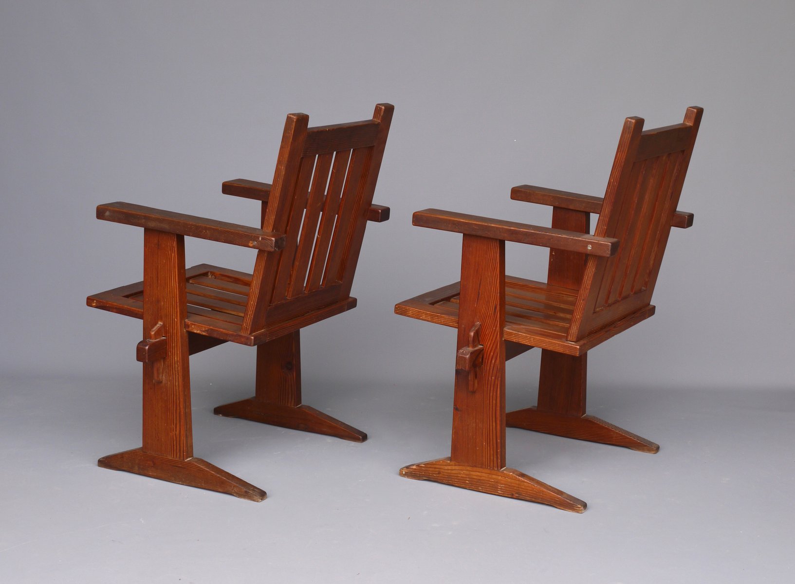Oregon Pine Armchairs, 1930s, Set of 4 for sale at Pamono