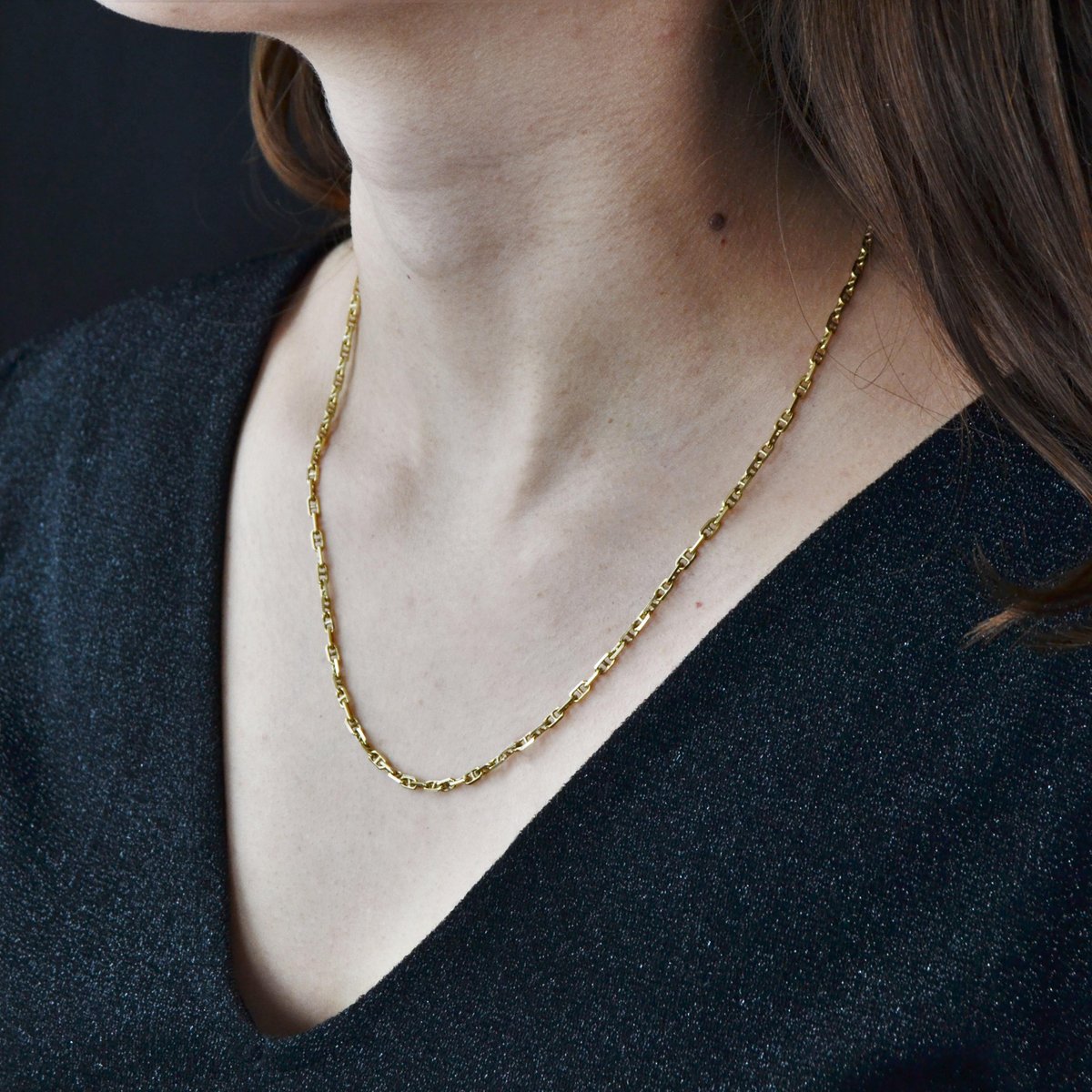 French Modern 18 Karat Yellow Gold Mesh Chain for sale at Pamono