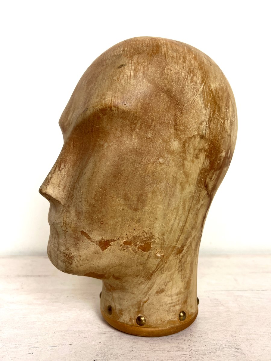 Antique Wooden Milliners Head, 1900s for sale at Pamono