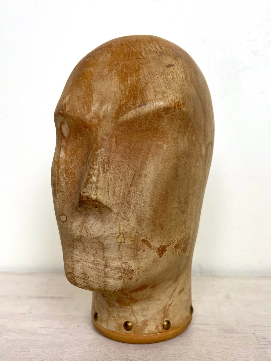 Antique Wooden Milliners Head, 1900s for sale at Pamono