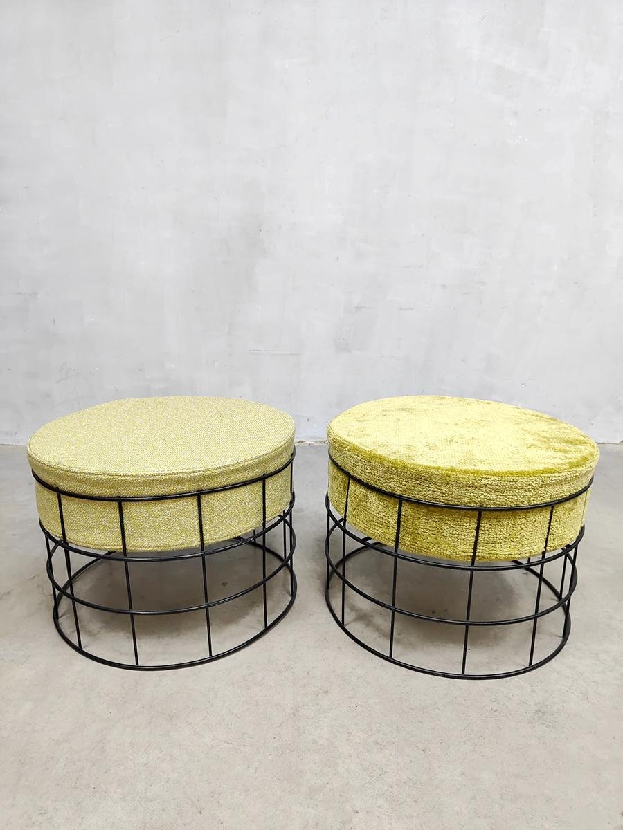 Vintage Danish Wire Stools and Coffee Table by Verner Panton, Set of 3 ...
