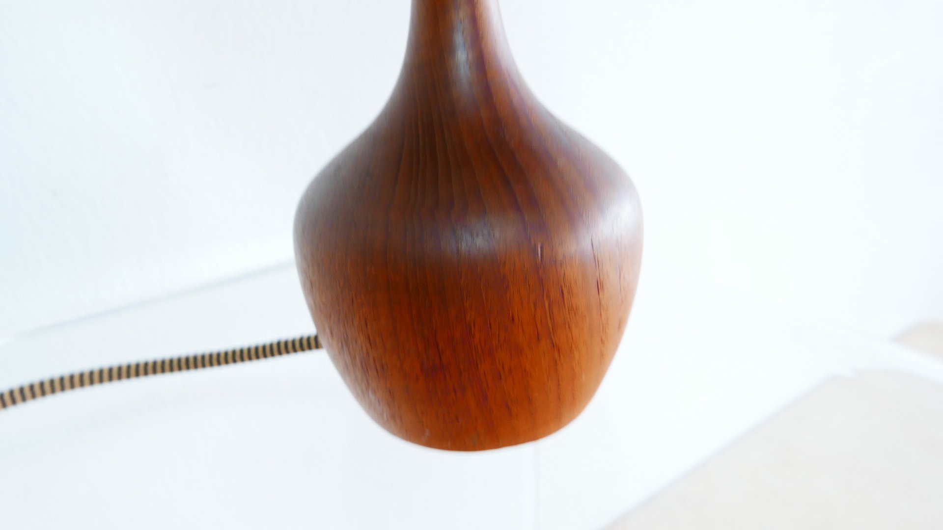 Organic Teak & Sisal Table Lamp, Denmark, 1950s for sale at Pamono