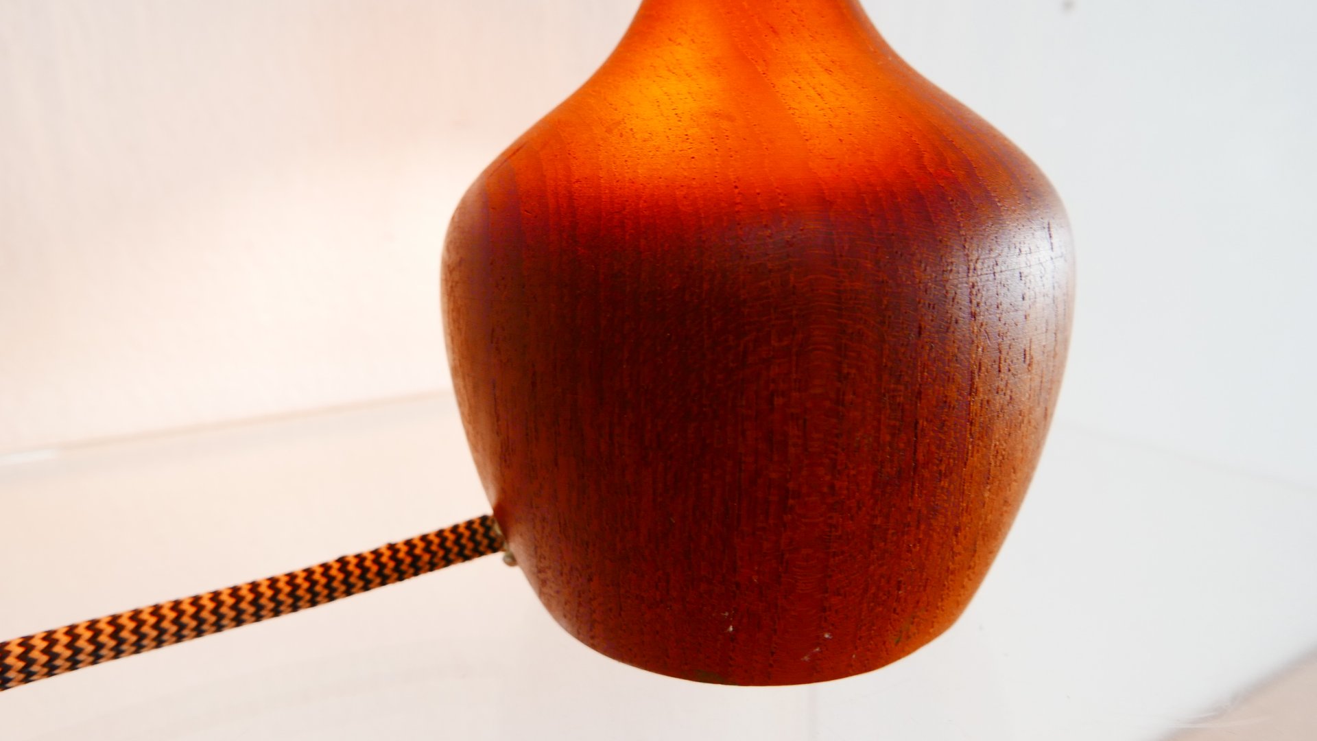 Organic Teak & Sisal Table Lamp, Denmark, 1950s for sale at Pamono