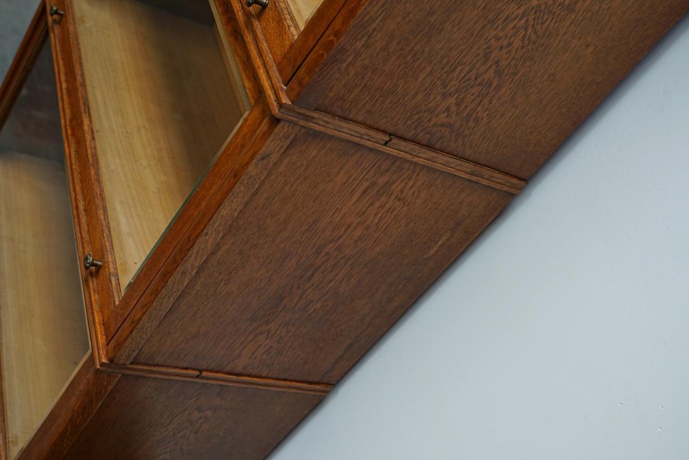 German Oak Bookcase with Folding Doors in style of Globe Wernicke ...