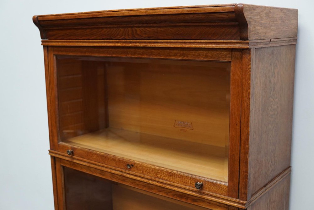German Oak Bookcase with Folding Doors in style of Globe Wernicke ...
