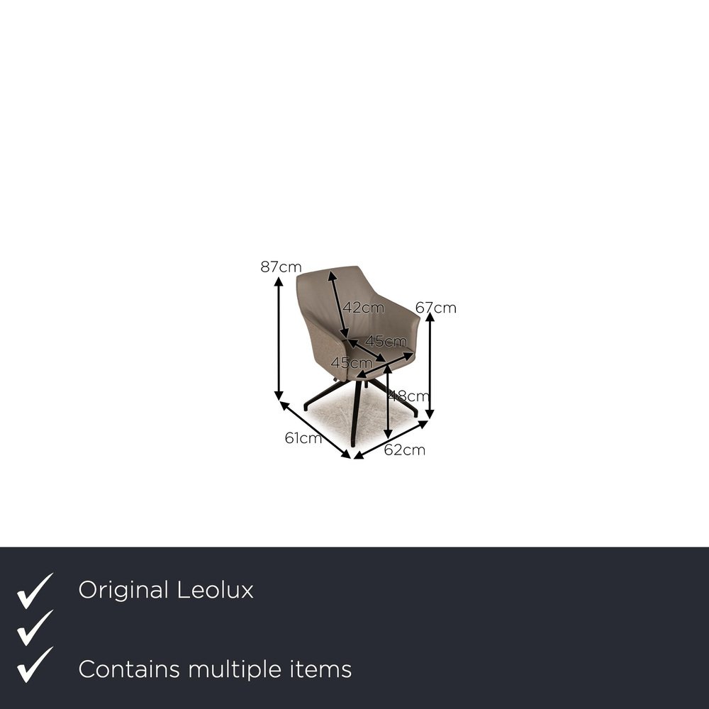 Mara Chairs in Grey Leather from Leolux, Set of 2 for sale at Pamono