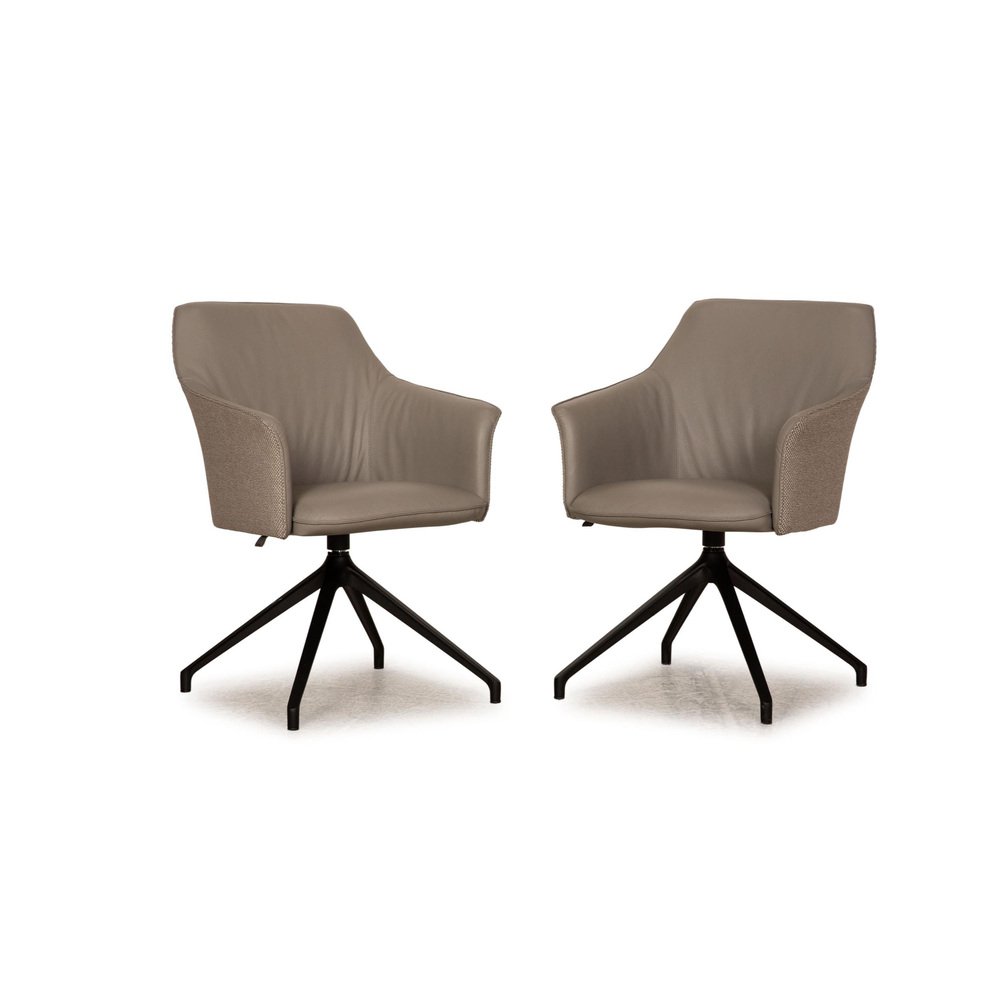 Mara Chairs in Grey Leather from Leolux, Set of 2 for sale at Pamono