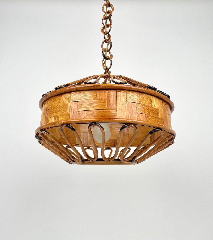 Mid-Century Bamboo & Rattan Chandelier Pendant, Italy, 1960s for sale ...