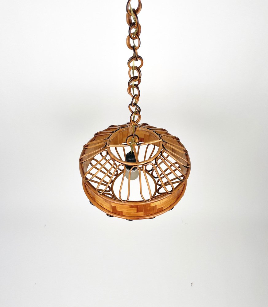 Mid-Century Bamboo & Rattan Chandelier Pendant, Italy, 1960s for sale ...