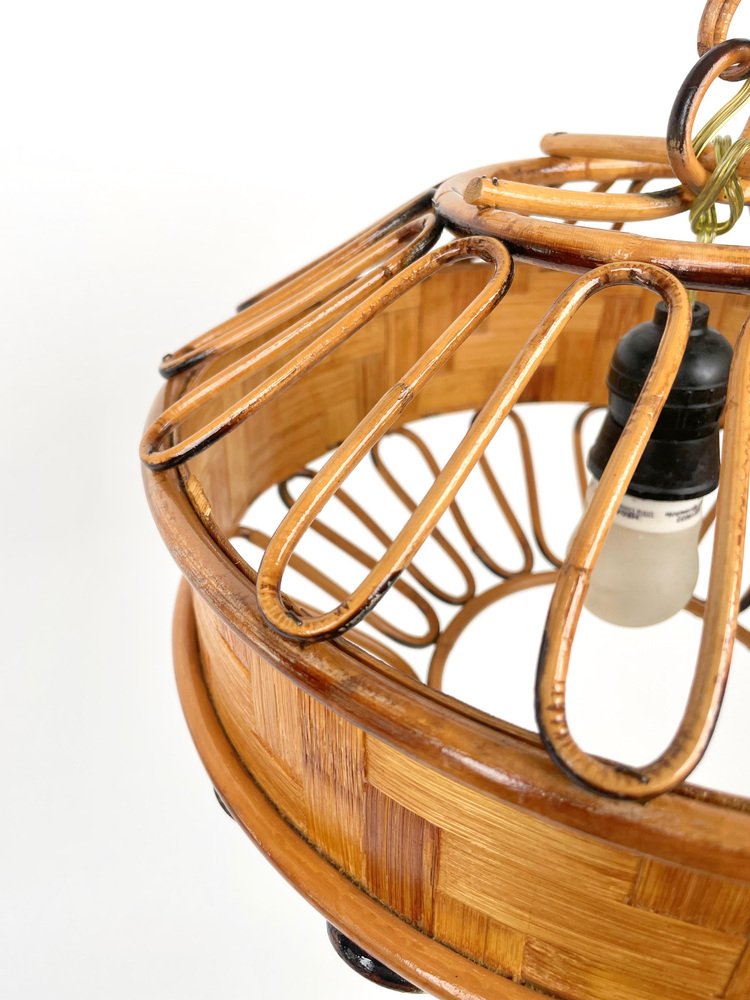 Mid-Century Bamboo & Rattan Chandelier Pendant, Italy, 1960s for sale ...