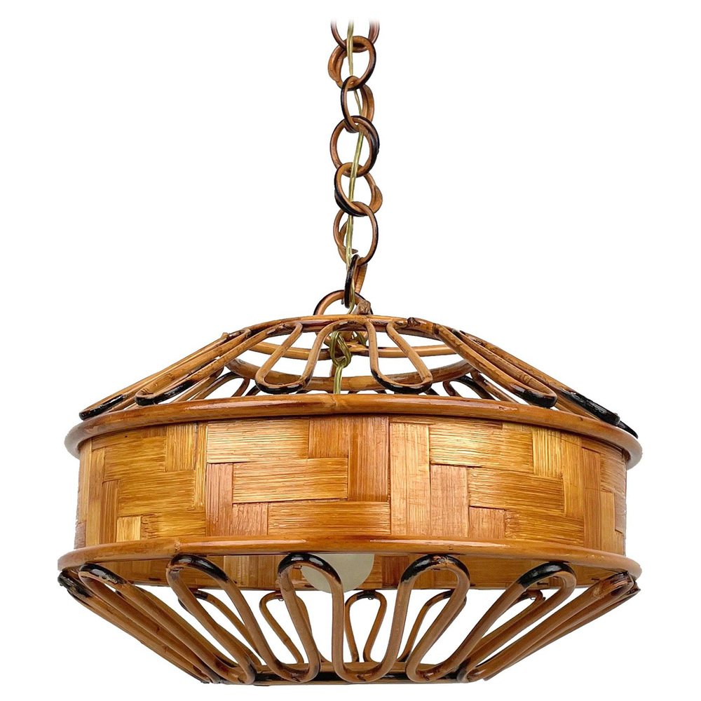 Mid-Century Bamboo & Rattan Chandelier Pendant, Italy, 1960s for sale ...