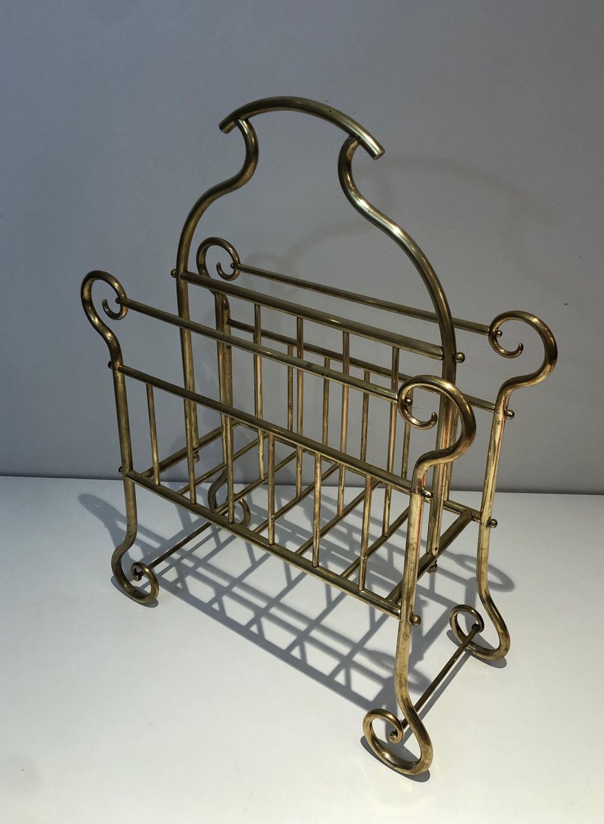 Vintage Brass Magazine Holder for sale at Pamono
