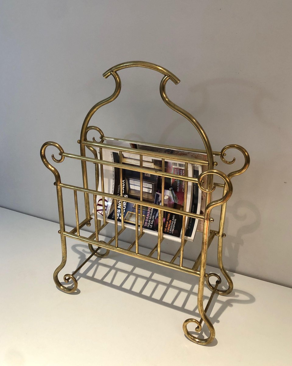 Vintage Brass Magazine Holder for sale at Pamono