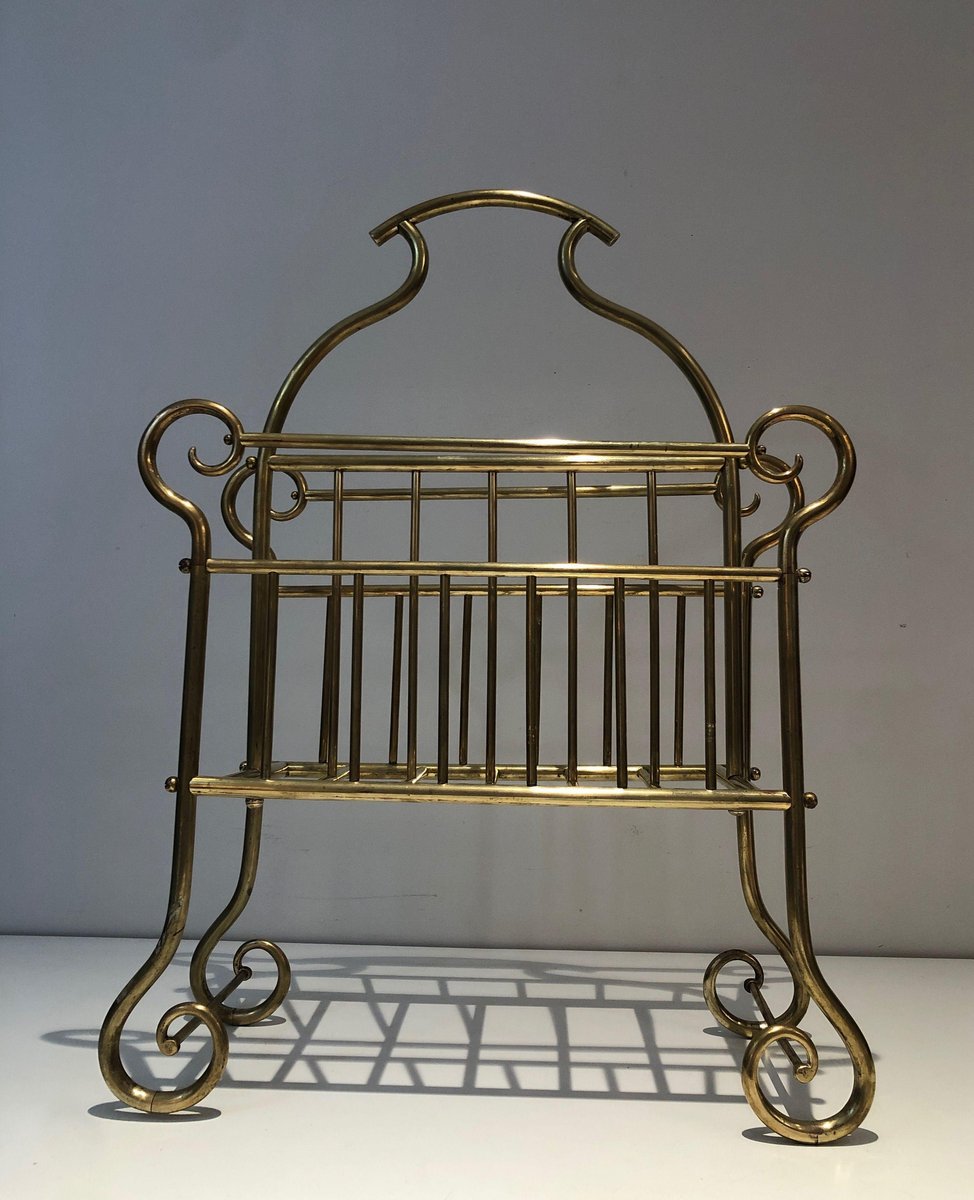 Vintage Brass Magazine Holder for sale at Pamono
