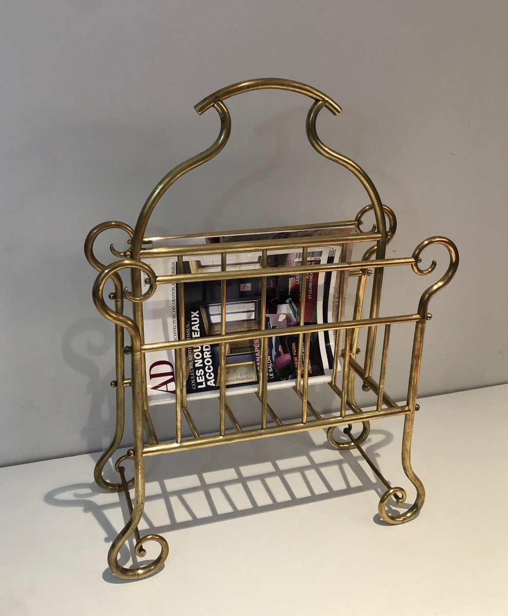 Vintage Brass Magazine Holder for sale at Pamono