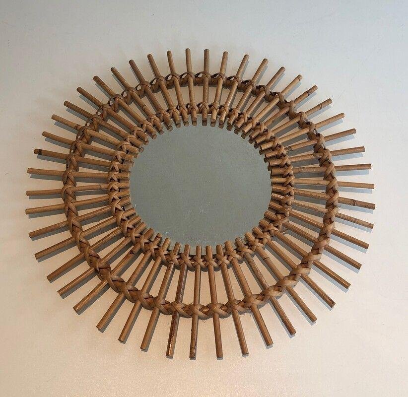Small Rattan Mirror for sale at Pamono