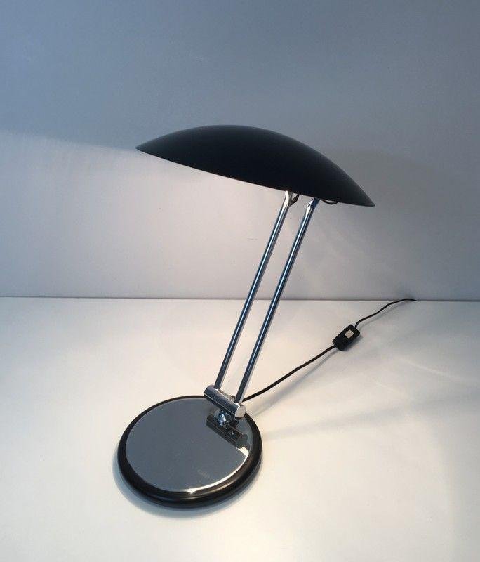 Swivel Desk Lamp in Chrome & Black Lacquered Metal for sale at Pamono