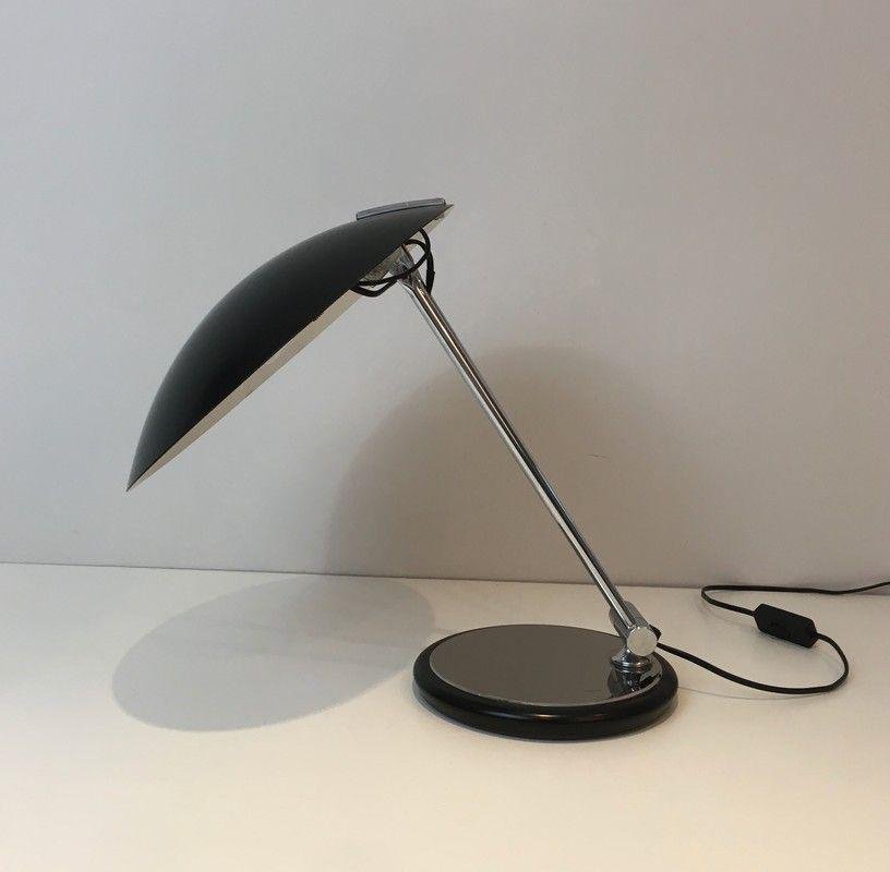 Swivel Desk Lamp in Chrome & Black Lacquered Metal for sale at Pamono