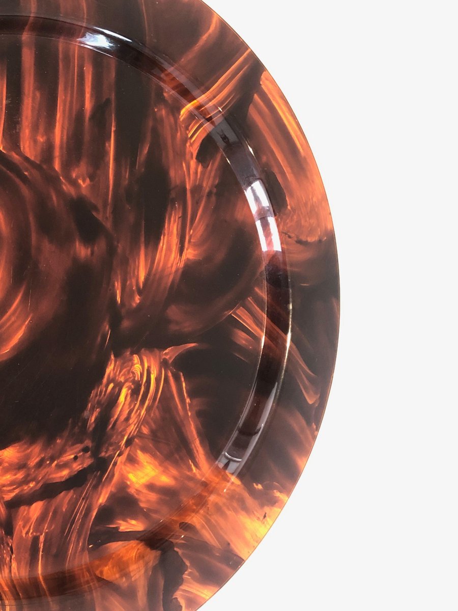 Acrylic Glass Round Glass Tortoise Tray for sale at Pamono