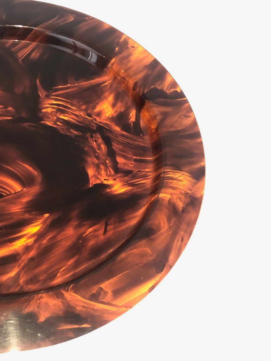 Acrylic Glass Round Glass Tortoise Tray for sale at Pamono