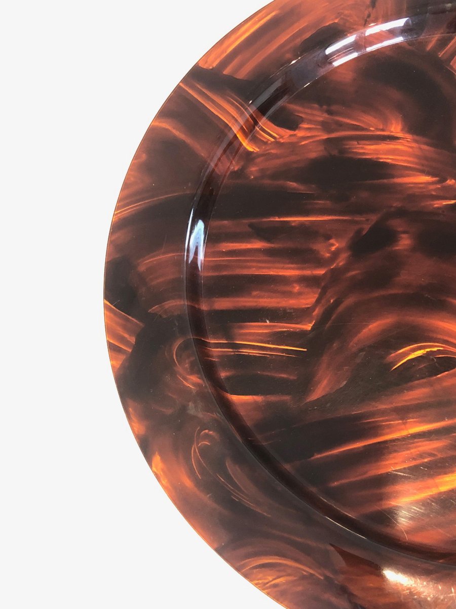Acrylic Glass Round Glass Tortoise Tray for sale at Pamono