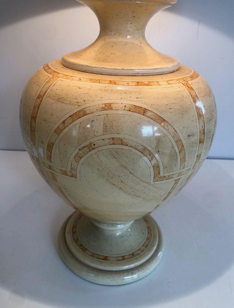 Wooden Egg Shell Table Lamp, 1970s for sale at Pamono