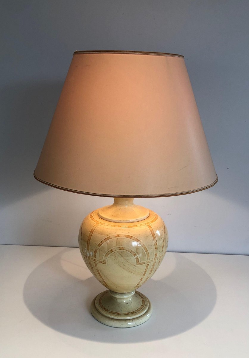 Wooden Egg Shell Table Lamp, 1970s for sale at Pamono