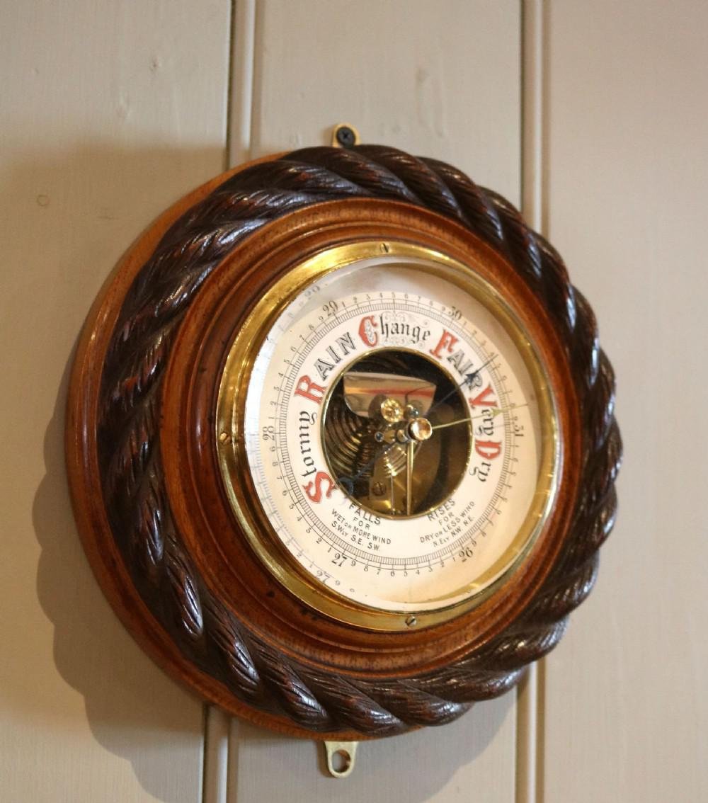 Oak Circular Aneroid Barometer, 2000s for sale at Pamono
