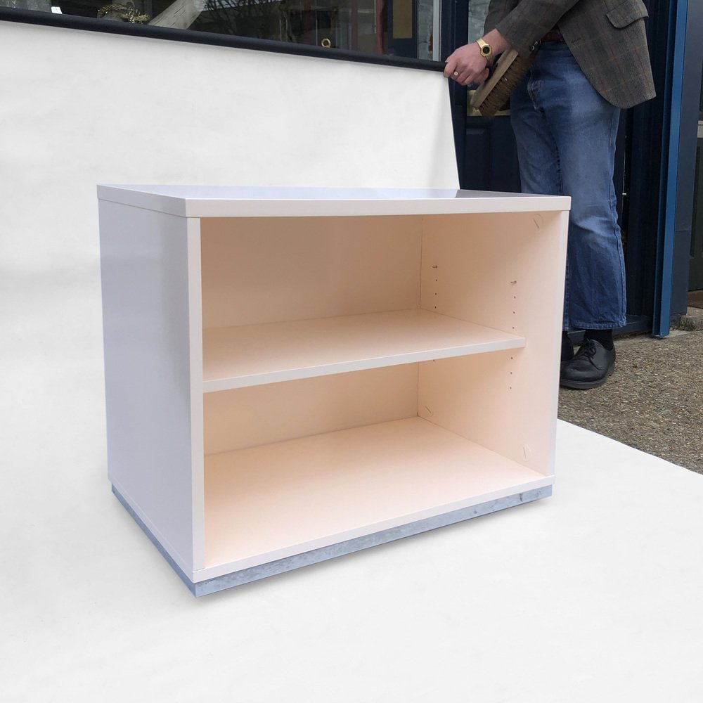 Mid-Century White Lacquered Low Slung Bookshelf in the Style of ...