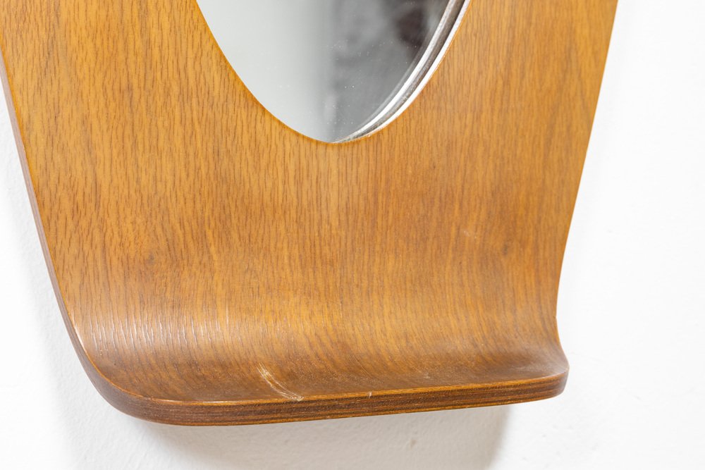 Specchio curvo in legno di Campo E Graffi per Home, anni '50 in vendita ...