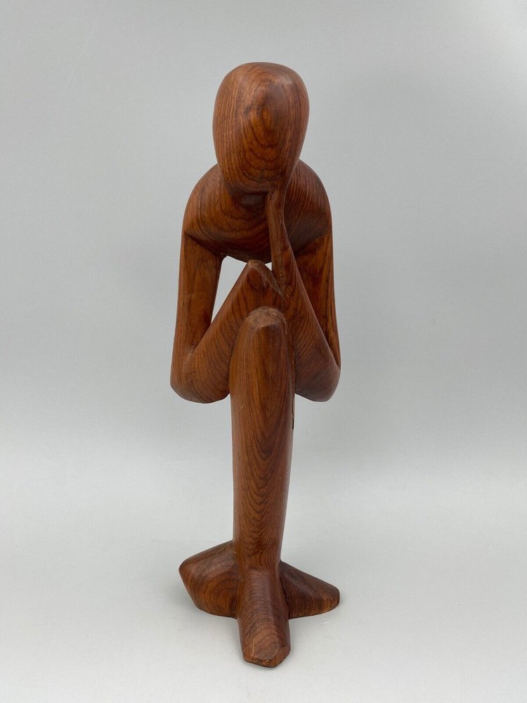 Free Form Male Thinker Sculpture, 1970s, Wood for sale at Pamono