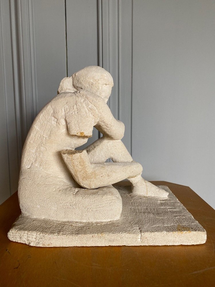 Woman Crouching Sculpture, 1970s, Concrete for sale at Pamono