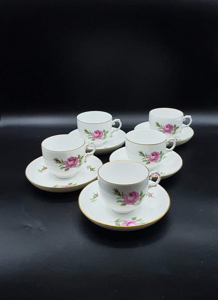 Vintage Porcelain Cups & Saucers from Furstenberg, Germany, Set of 10 ...
