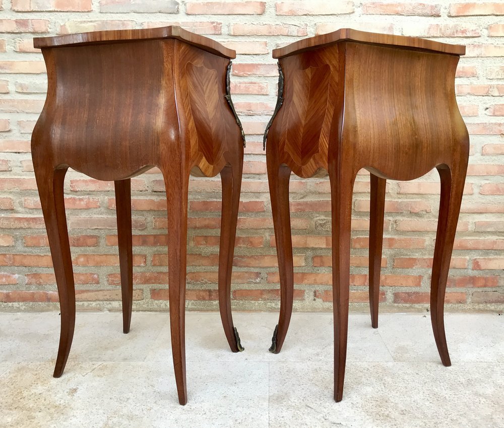French Classic Louis VX style Marquetry Nightstands with Three Drawers ...