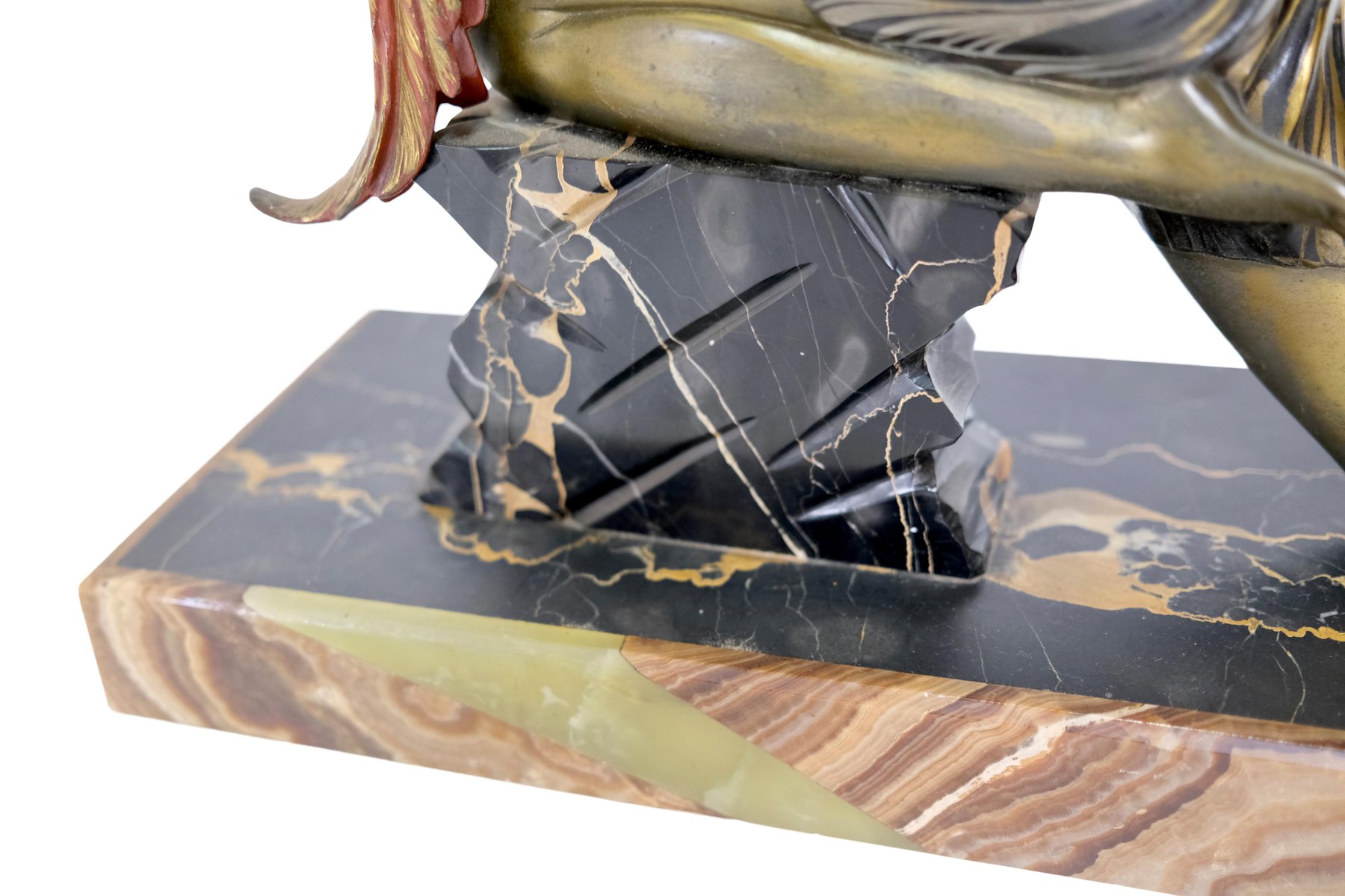 Jacques Limousin, Girl with Bird, 1920s, Babbitt on Marble Base for ...