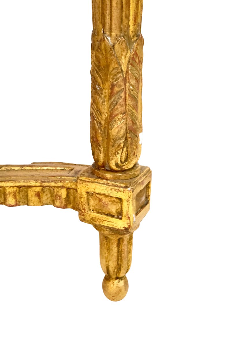 Table Console Louis Seize XVI Dorée avec Marbre et Miroir, 1750s, Set ...