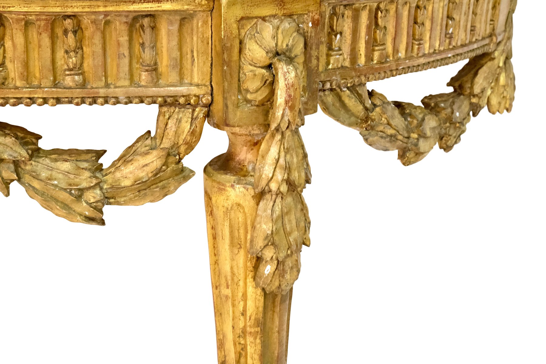 Table Console Louis Seize XVI Dorée avec Marbre et Miroir, 1750s, Set ...