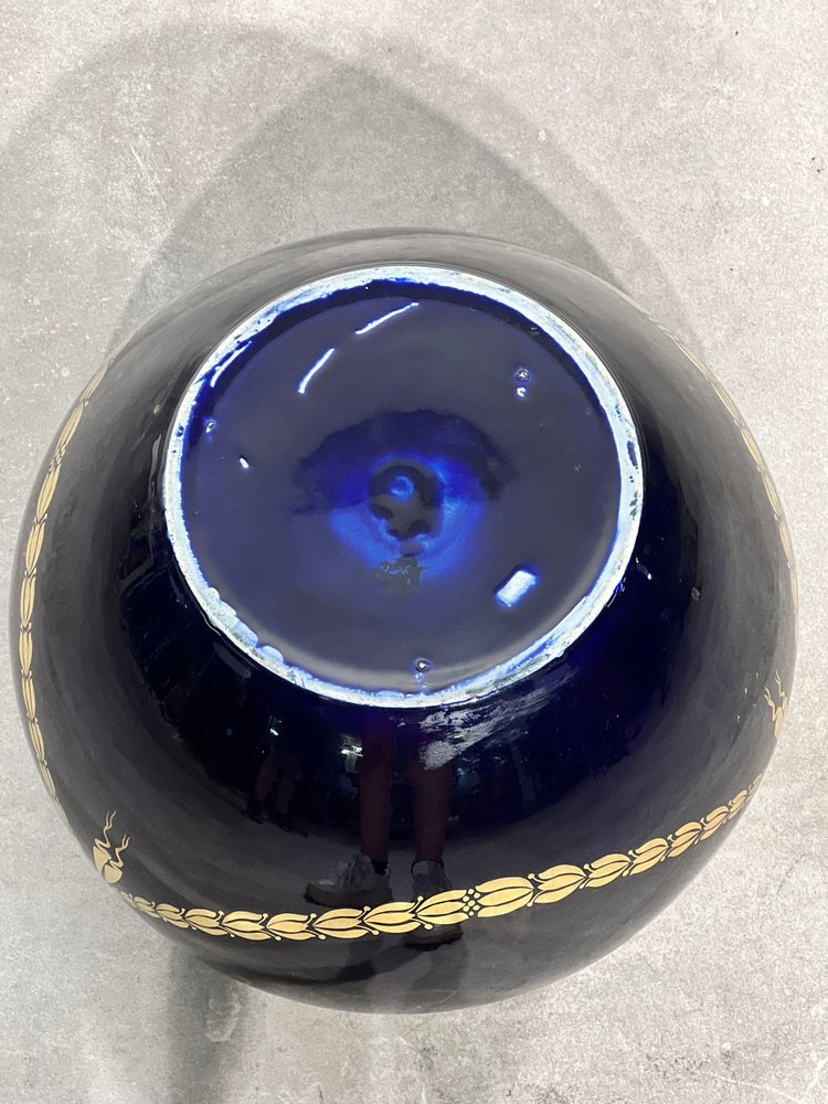 Cachepot Vase with Gold Details, 1950s for sale at Pamono