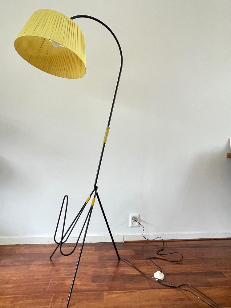 Vintage Wrought Iron French Floor Lamp with Magazine Holder, 1960s for ...