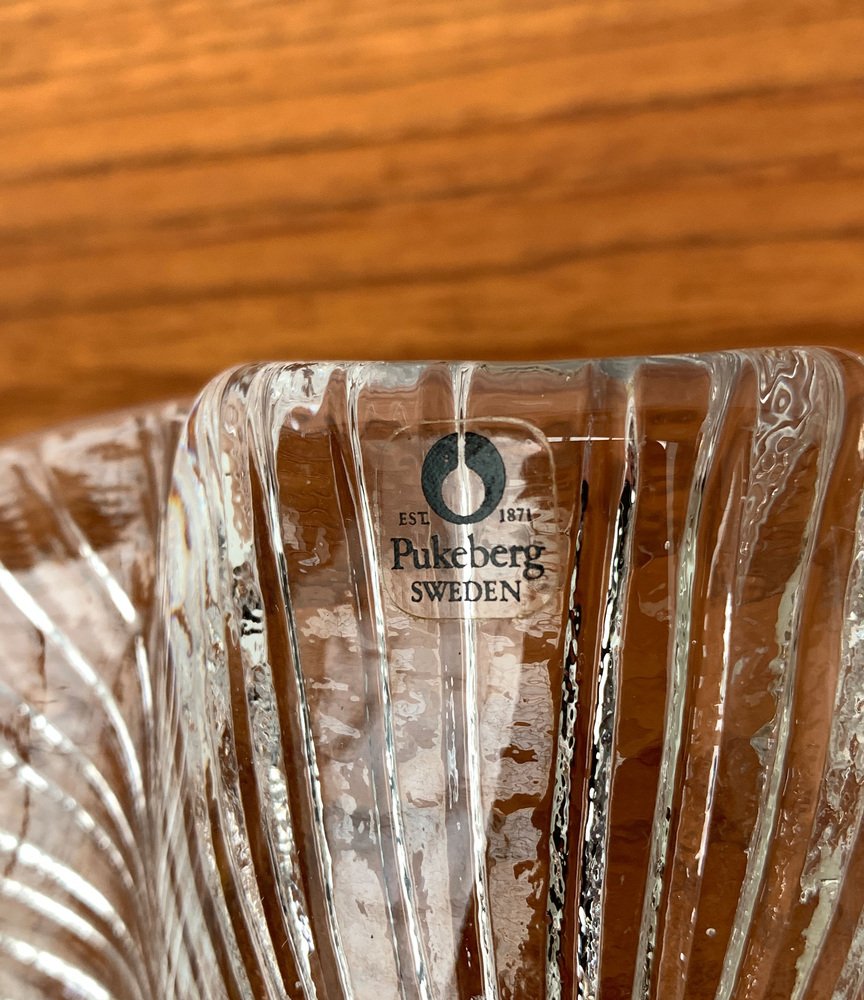Vintage Swedish Glass Bowl from Pukeberg Glass, 1970s for sale at Pamono