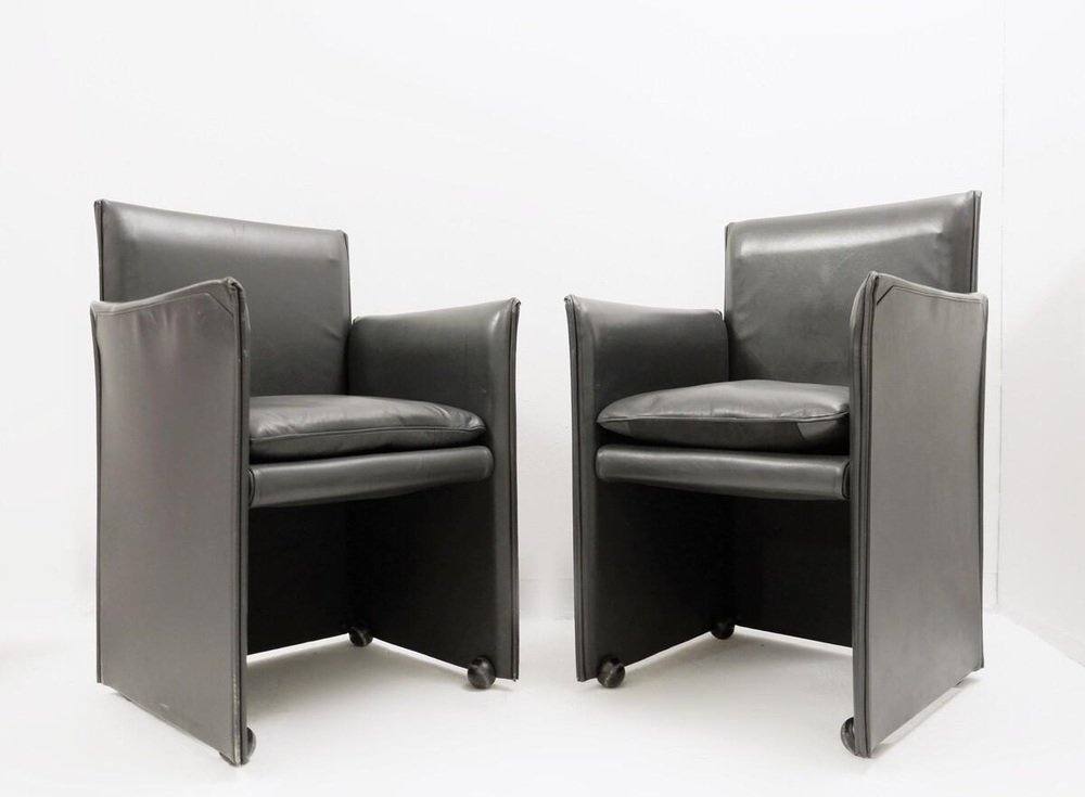 Mid-Century Modern Mouse Grey Leather Model 401 Break Chair attributed ...